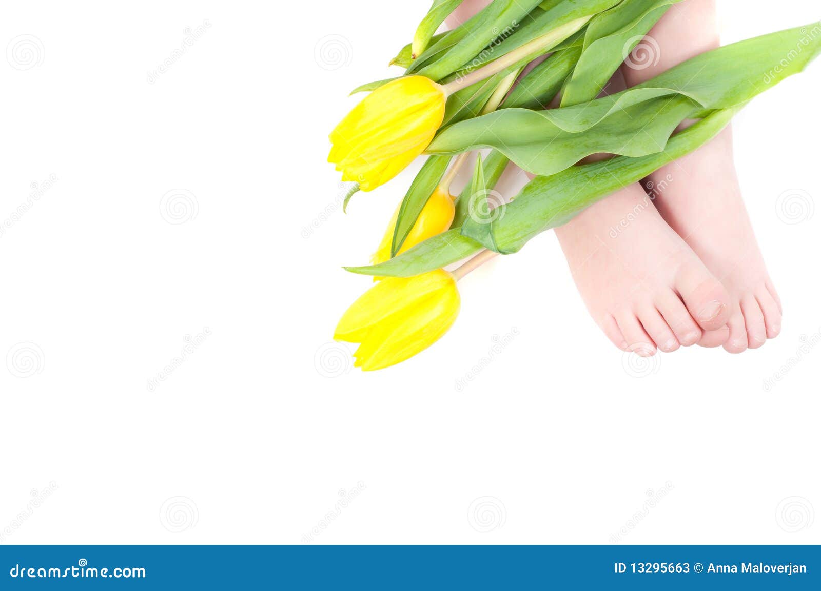 Little Girl Foots with Flowers Stock Image - Image of foot, happy: 13295663