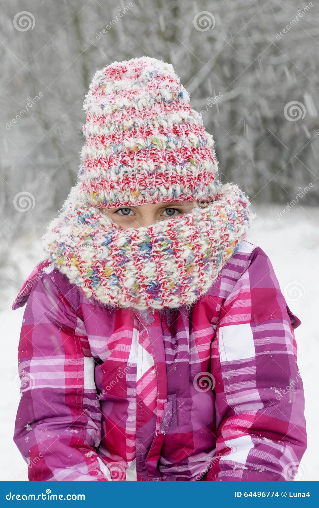 Little girl freezing stock photo. Image of child, girl - 64496774