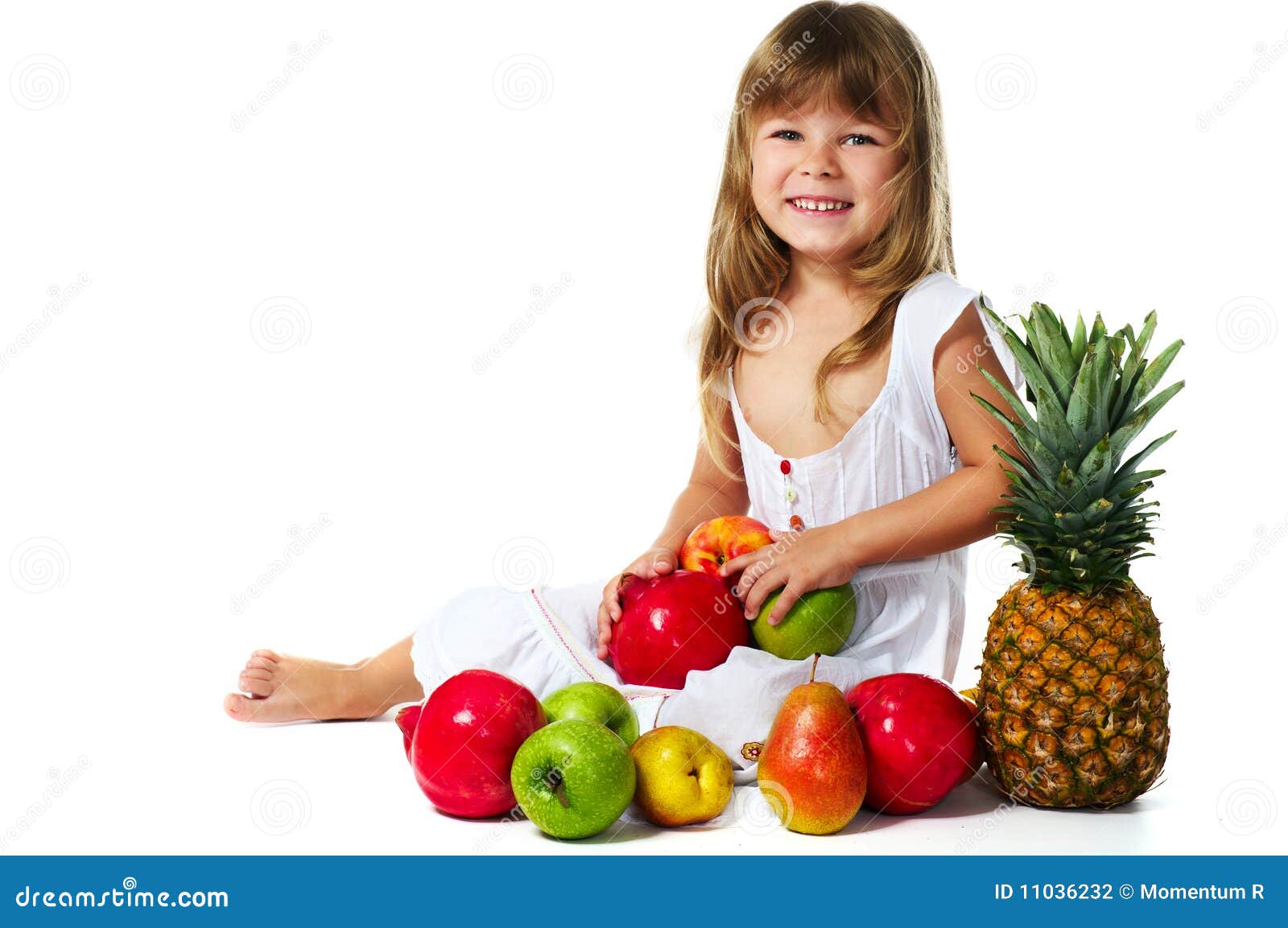 Little girl with fruits stock photo. Image of dieting - 11036232