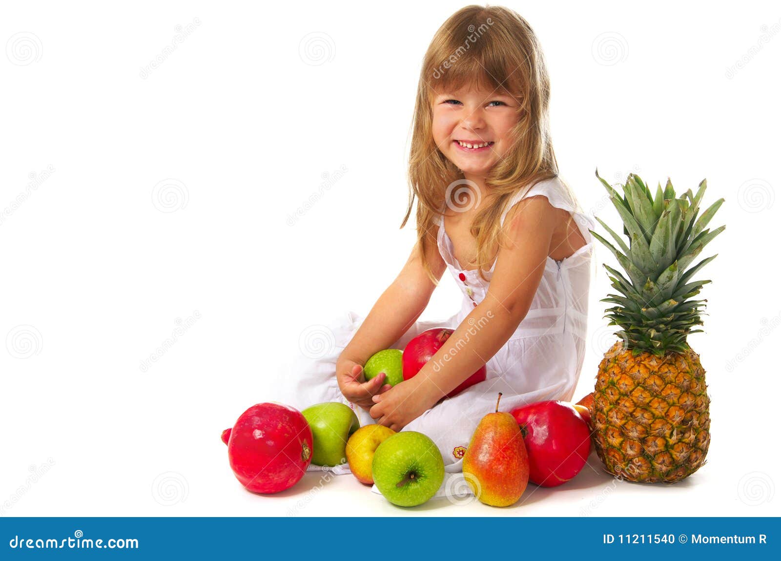 Little girl with fruits stock photo. Image of food, face - 11211540
