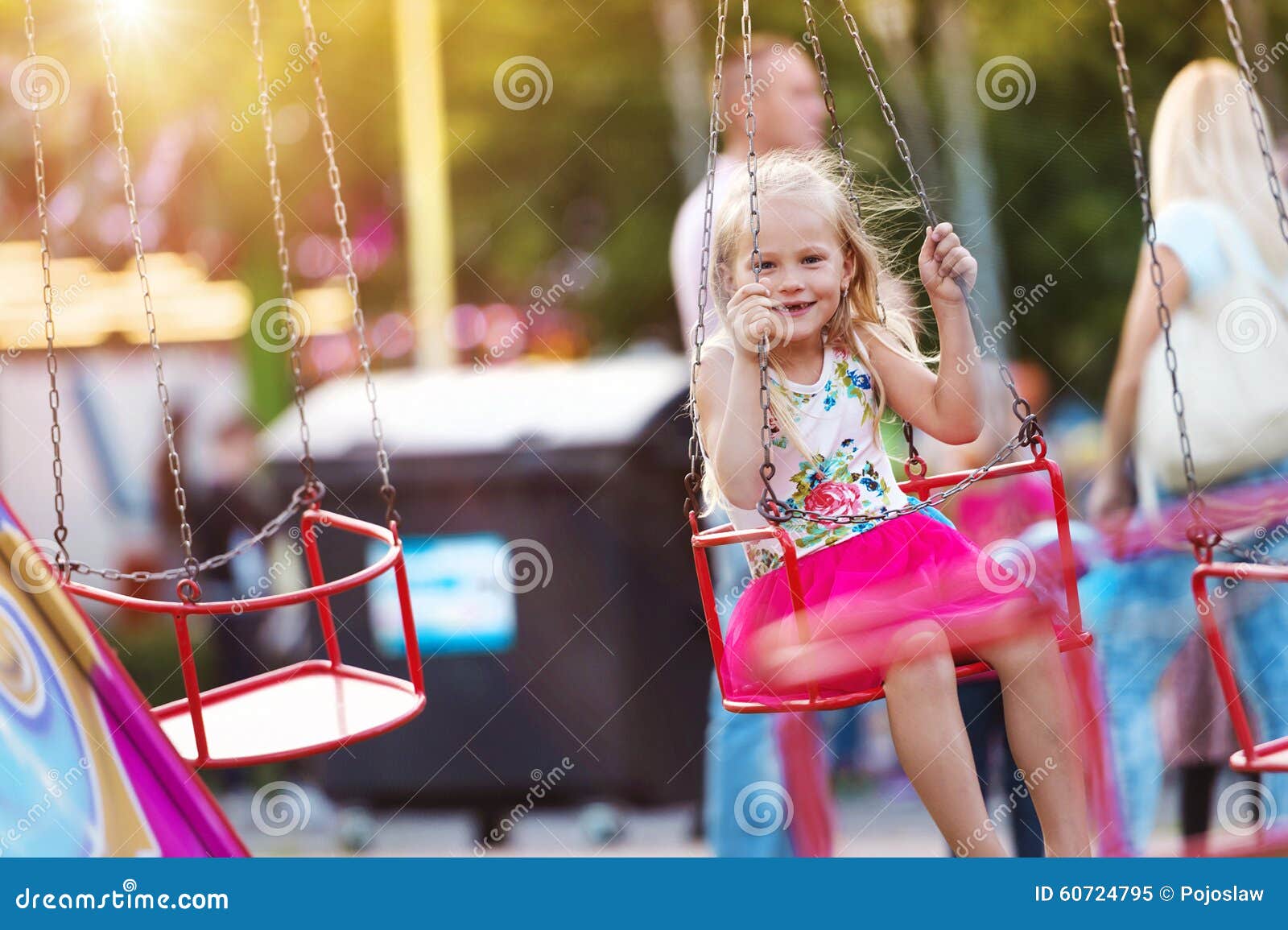 Little girl at fun fair stock image. Image of park, cute - 60724795