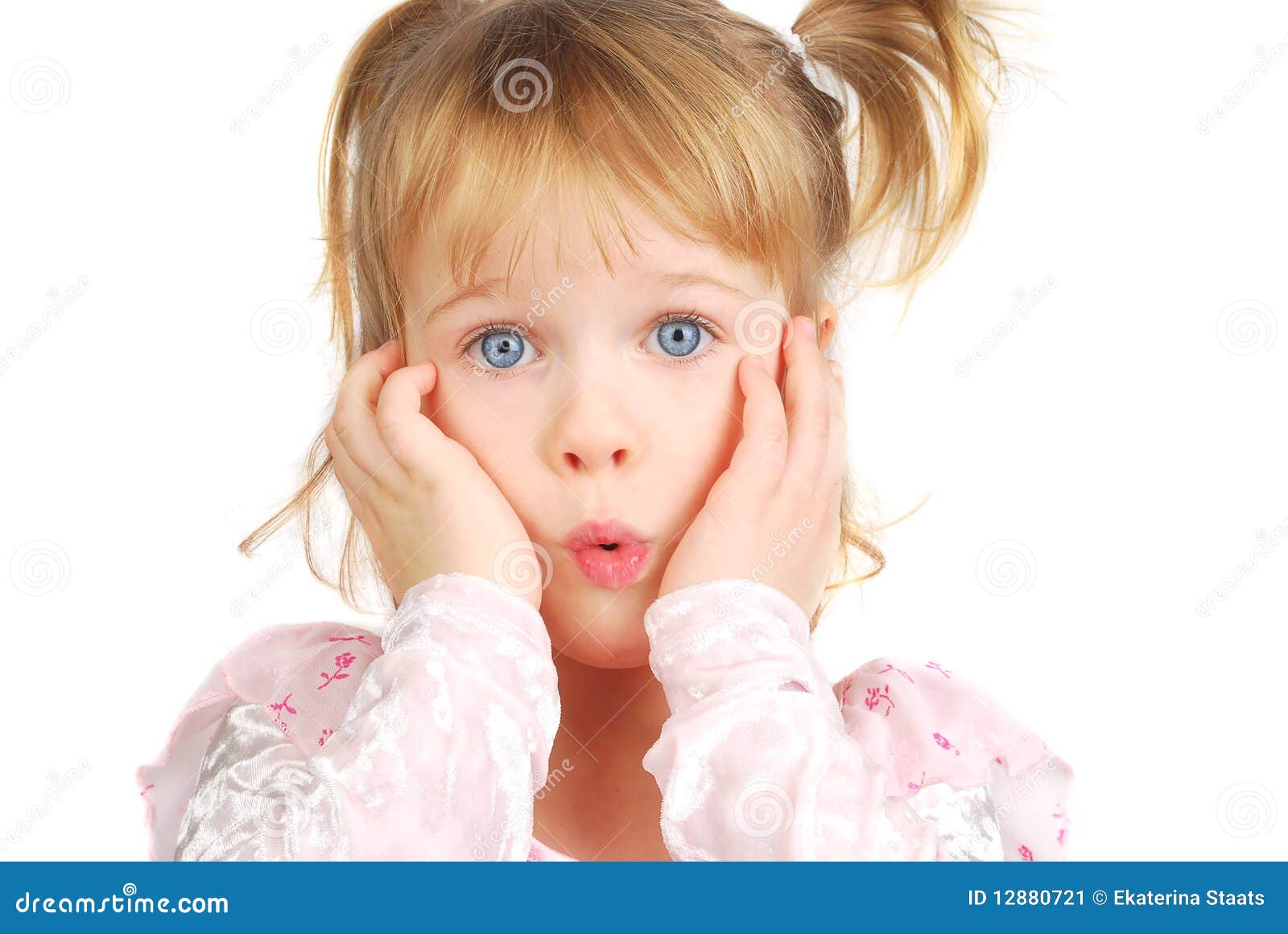 Little Girl with Funny Face. Stock Image - Image of pretty, hands: 12880721
