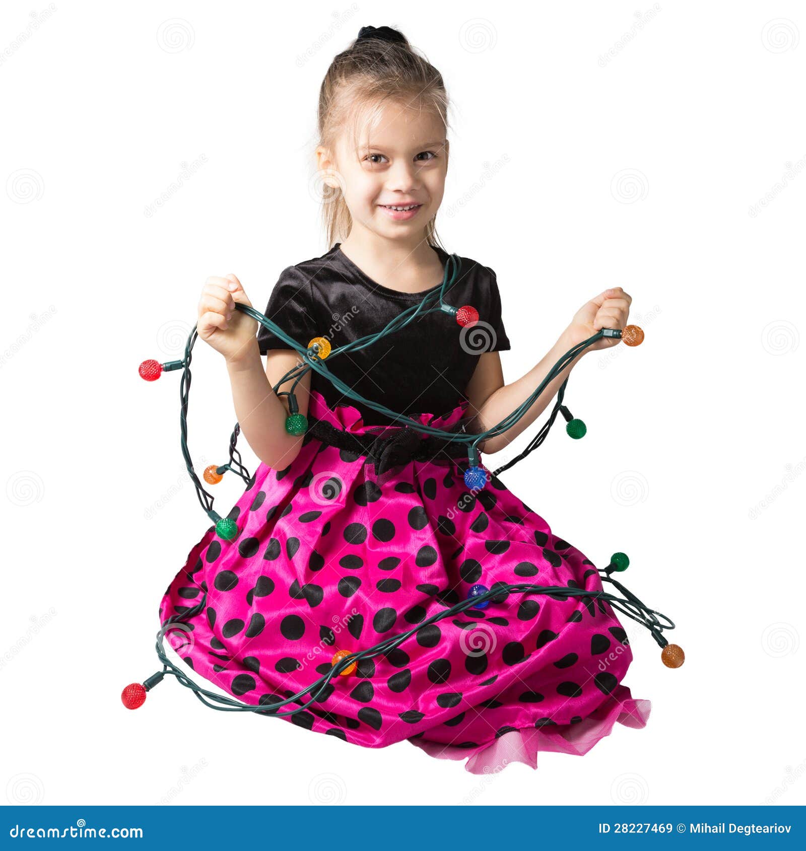 Little Girl with Garland stock image. Image of celebration - 28227469