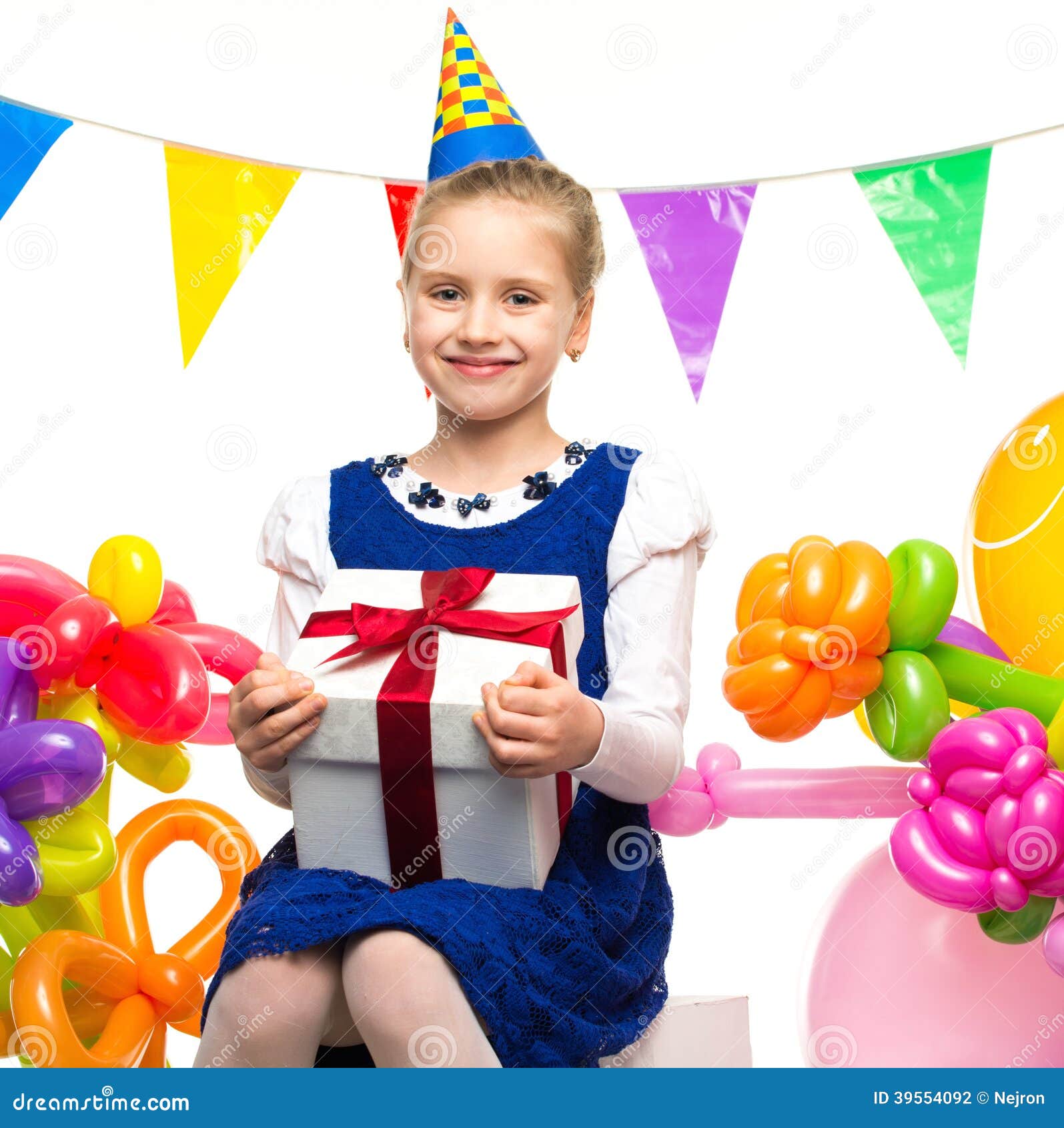 Little girl with gift box stock photo. Image of positive - 39554092