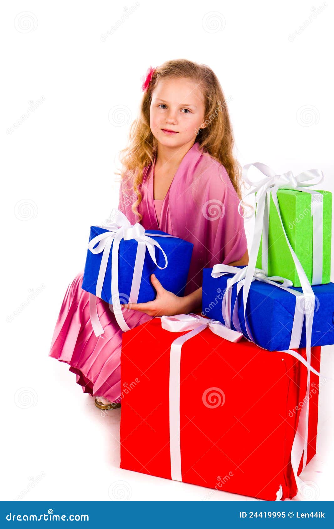 Little Girl with Gift Boxes Stock Image - Image of gift, celebration ...