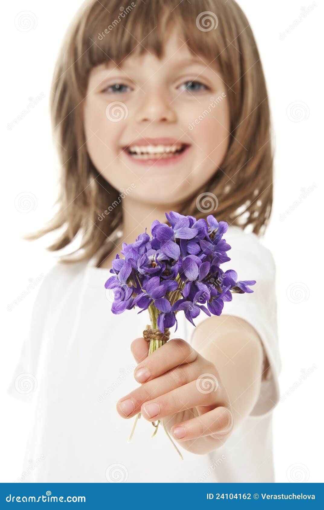 Little Girl Giving a Bouquet Stock Photo - Image of congratulations ...