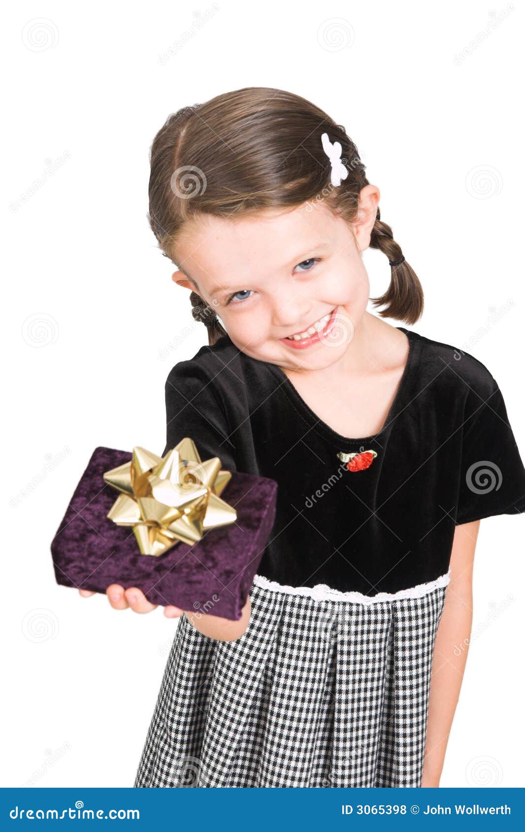 Little girl giving gift stock photo. Image of braid, face - 3065398