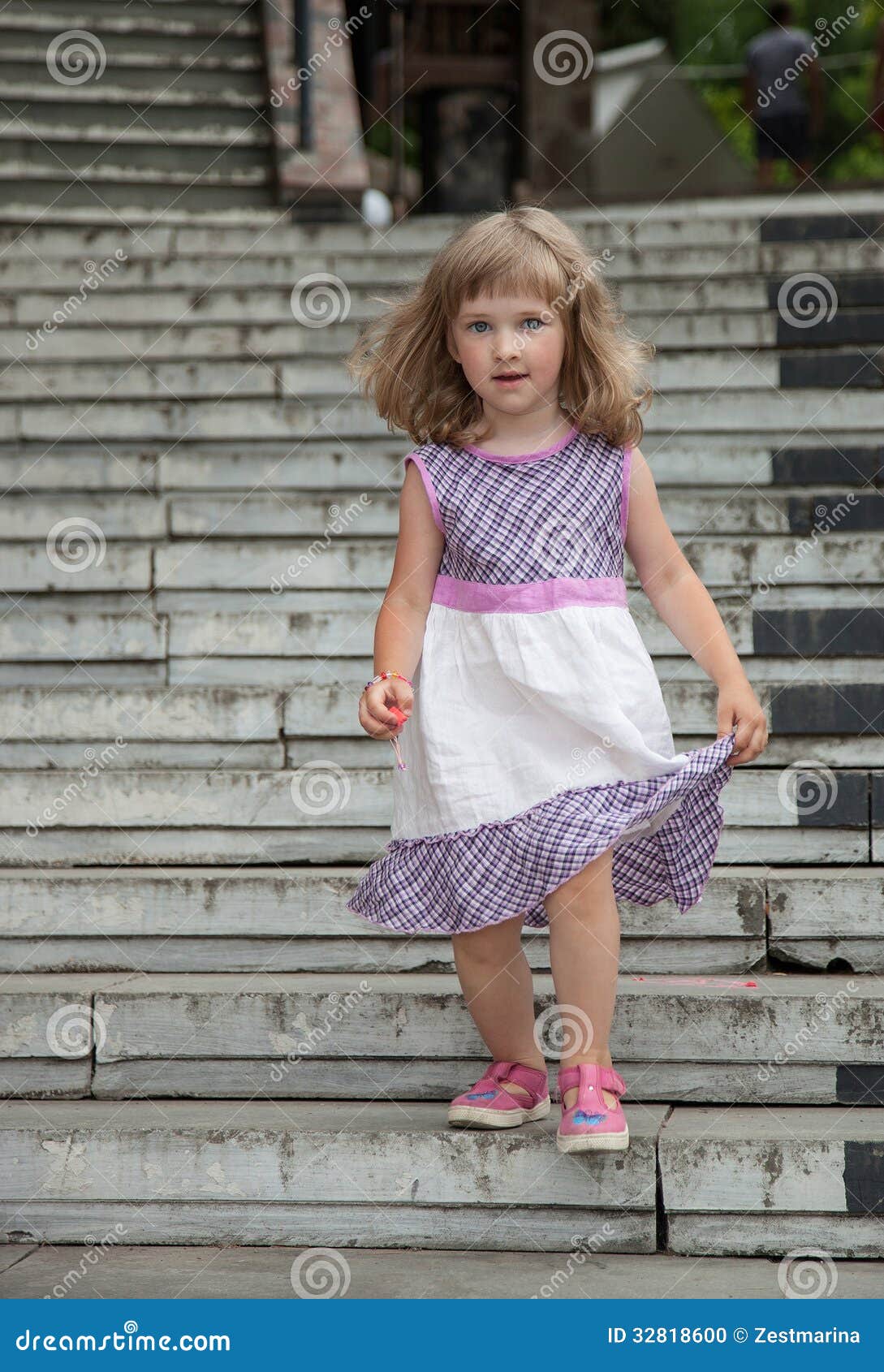 Little Girl Going Down The Stone Steps Royalty-Free Stock Image ...