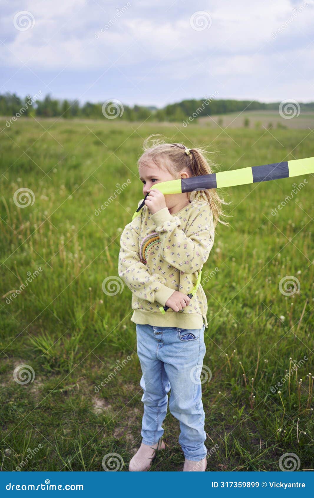 A Little Girl Got Tangled in a Kite S Tail Stock Image - Image of enjoy ...