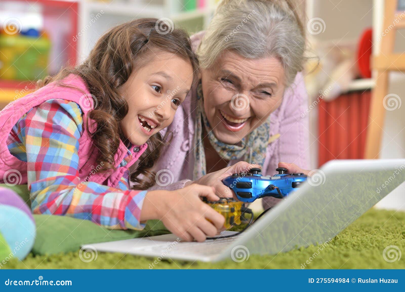 Little Girl with Grandmother Playing Computer Game Stock Photo - Image ... Little Girl with Grandmother Playing Computer Game Stock Photo - Image ...
