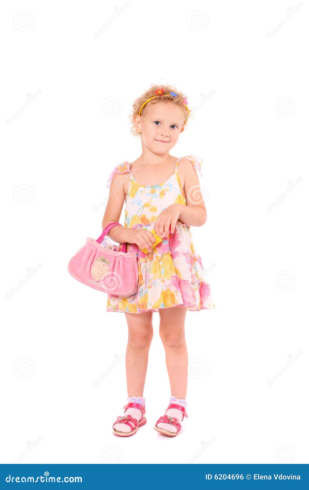 Little girl with a handbag stock photo. Image of isolated - 6204696