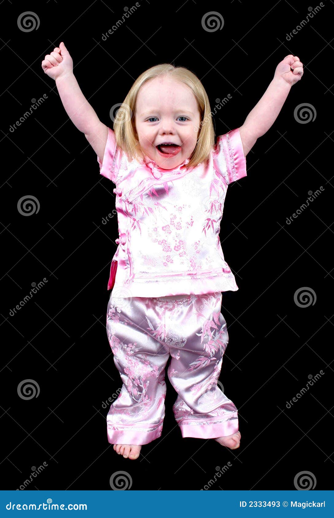 Little girl with hands up stock image. Image of innocence - 2333493