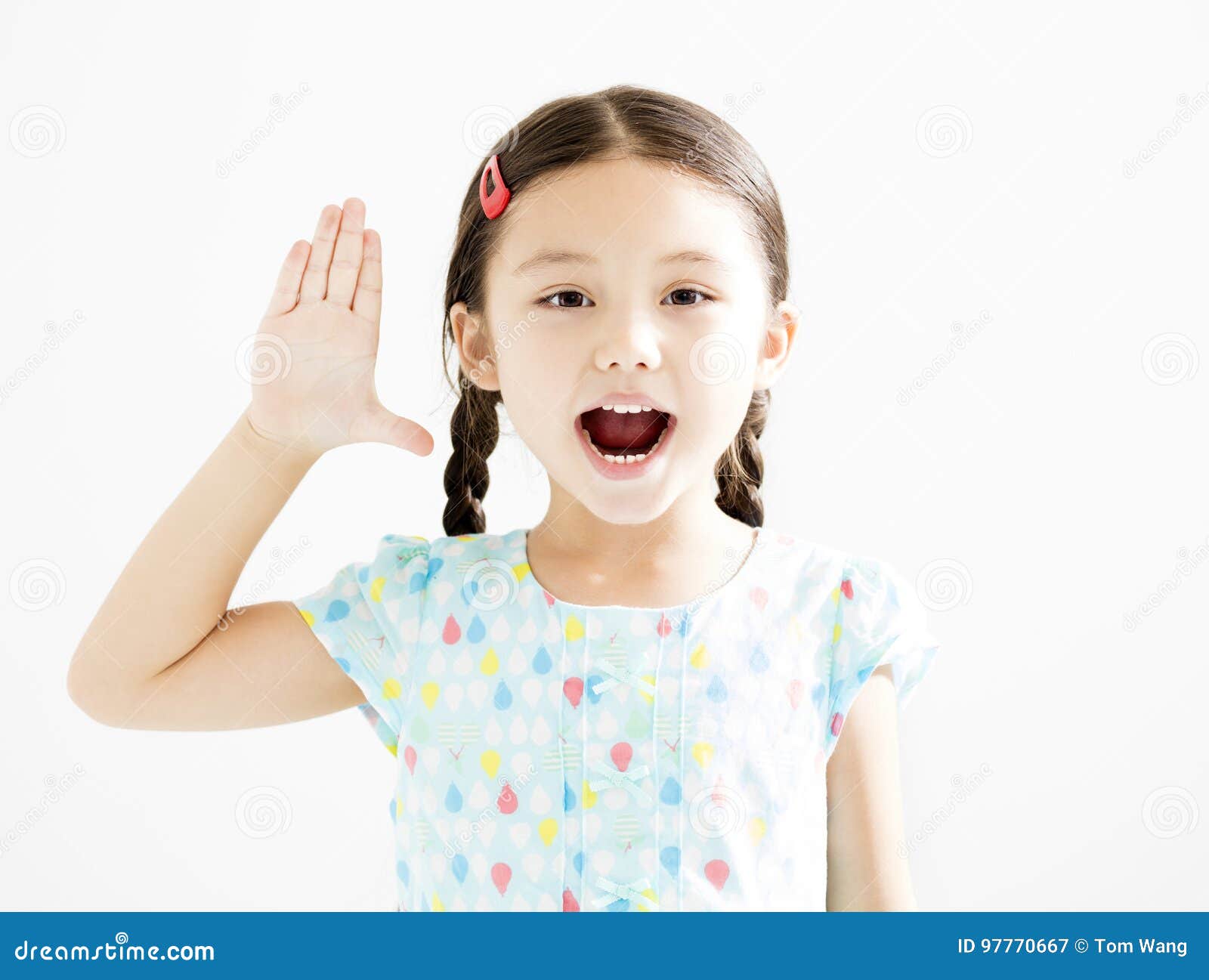 Little Girl with Hands UpÂ Stock Image - Image of female, girl: 97770667
