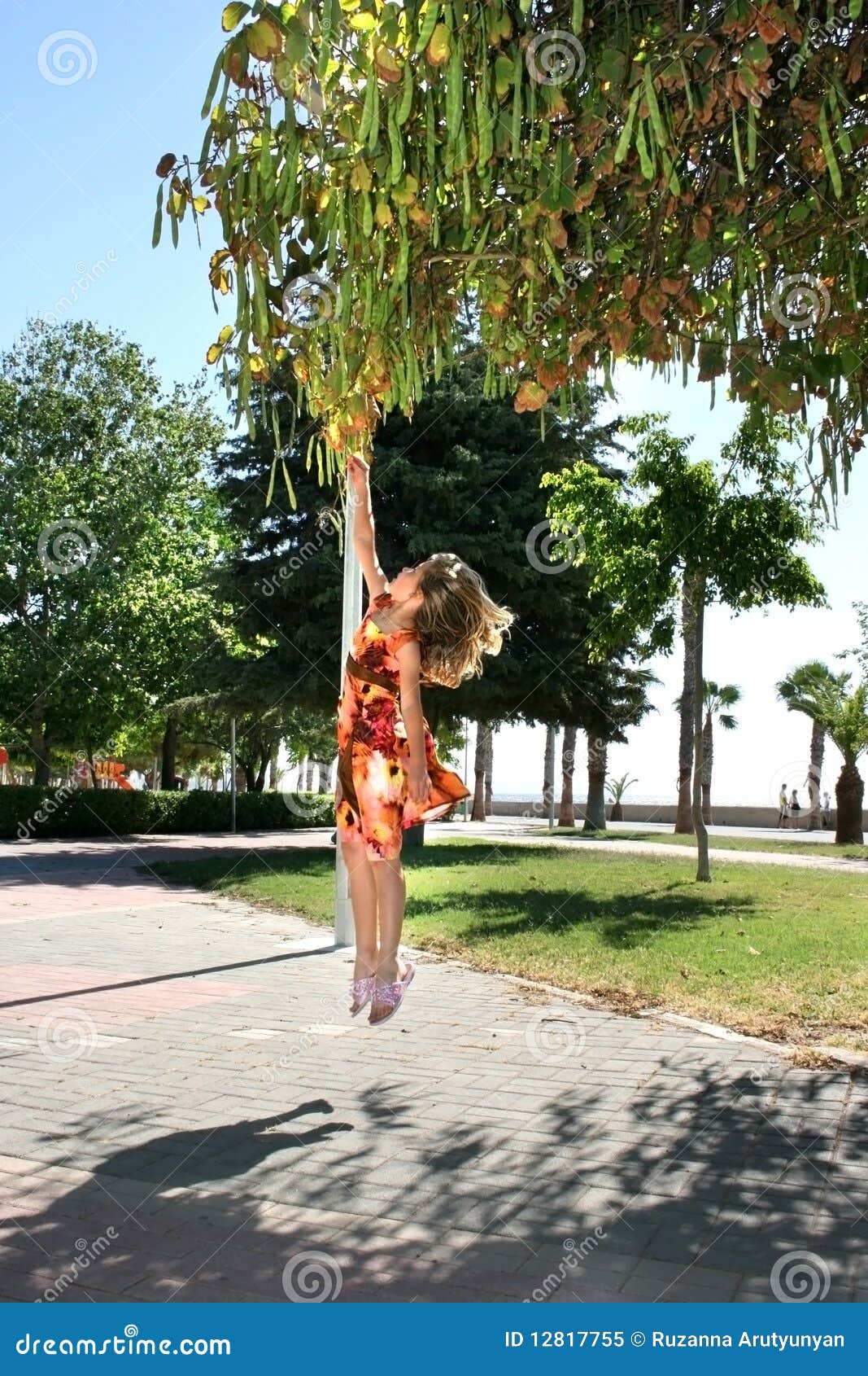 Little Girl Hanging by Branch. Stock Image - Image of holding, human ...