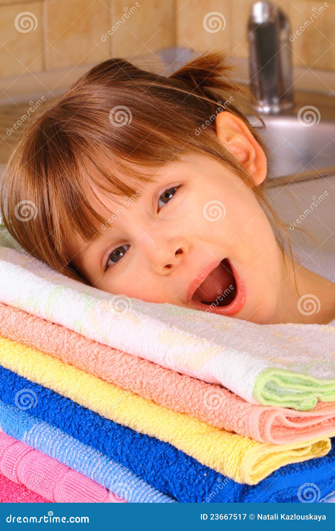 A Little Girl is Happy with Washing Stock Image - Image of hand, hold ...