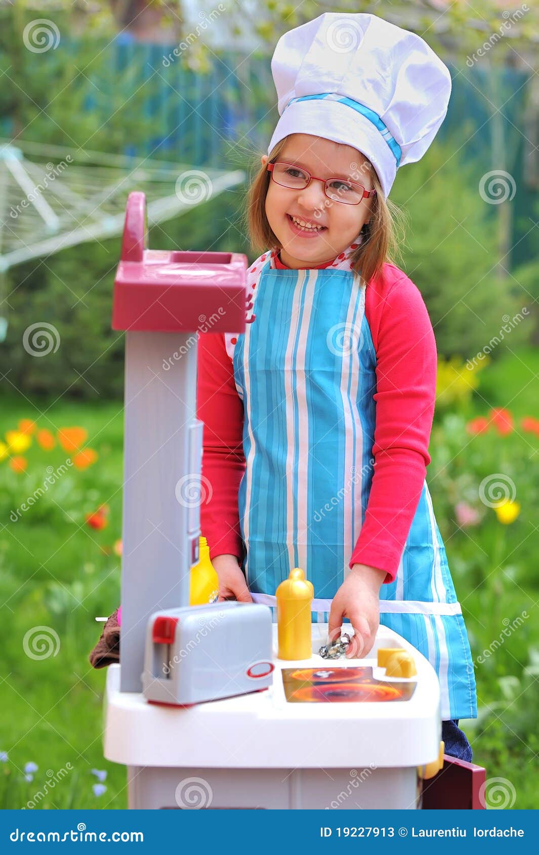 Little Girl Having Fun Playing Cooking Stock Image - Image of cook ...