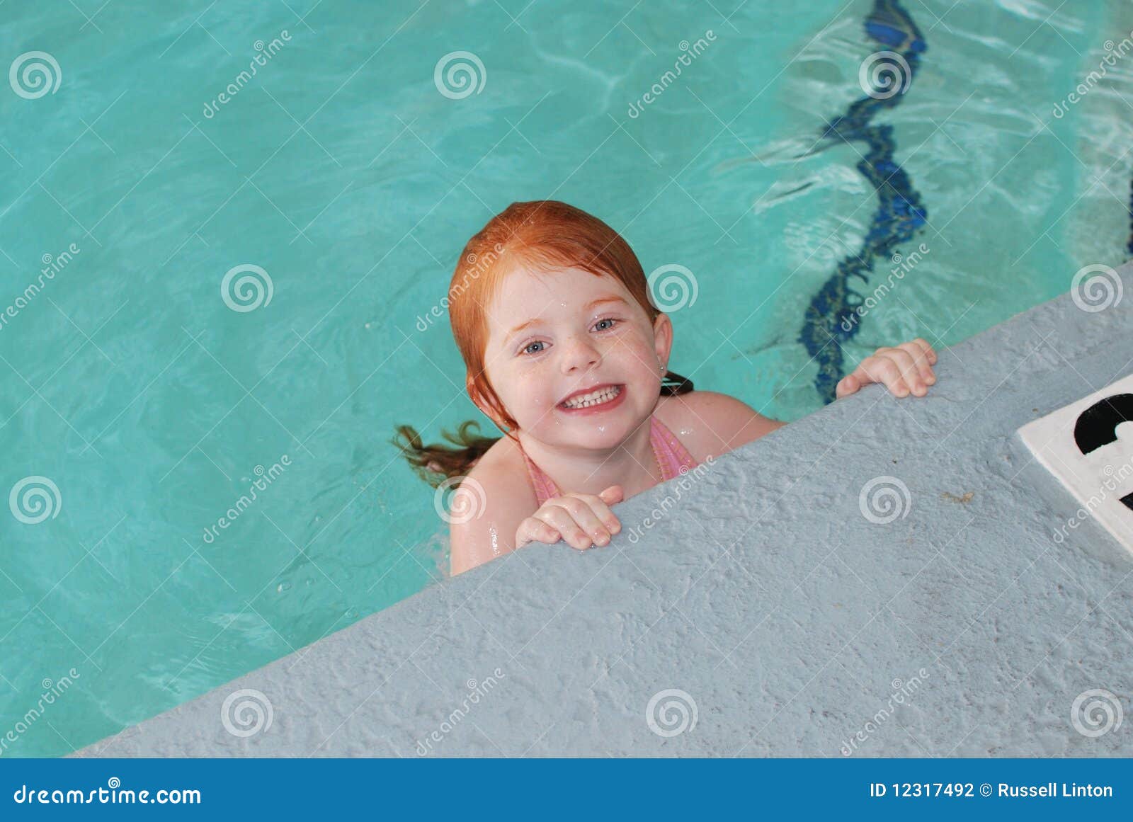 Little Girl Having Fun in Pool Stock Photo - Image of face, learn: 12317492