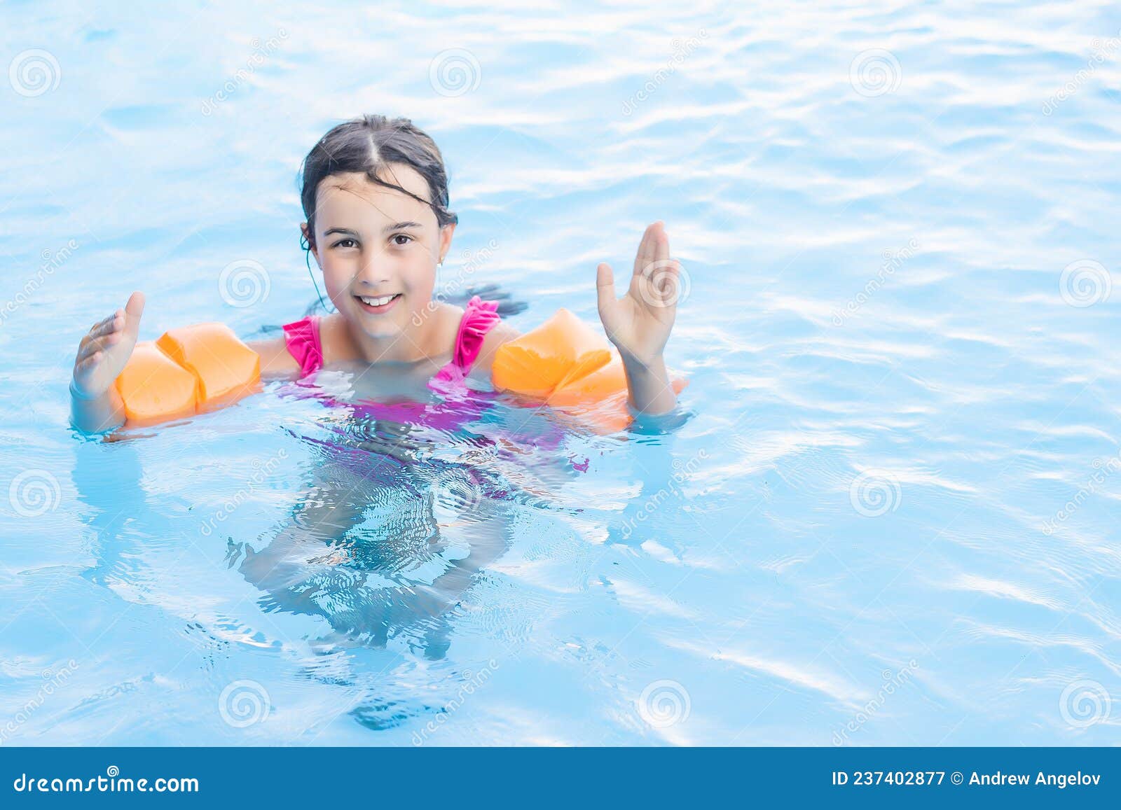 Little Girl Having Fun in the Pool Stock Image - Image of holiday ...