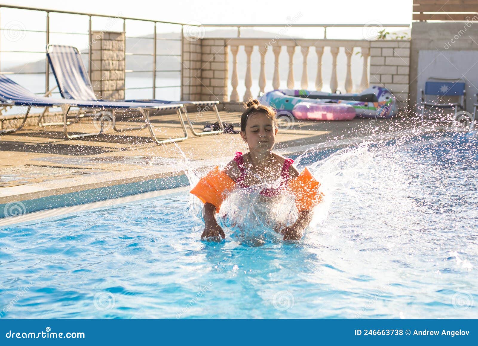 Little Girl Having Fun in the Pool Stock Photo - Image of enjoyment ...