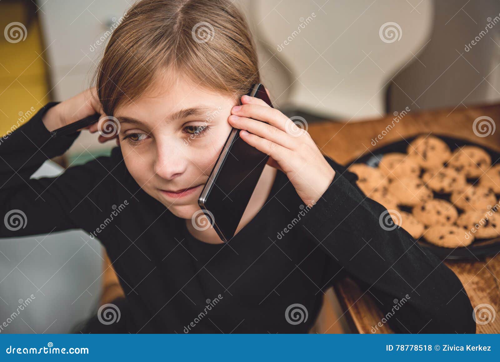 Little Girl Having a Phone Call Stock Photo - Image of confidence ...