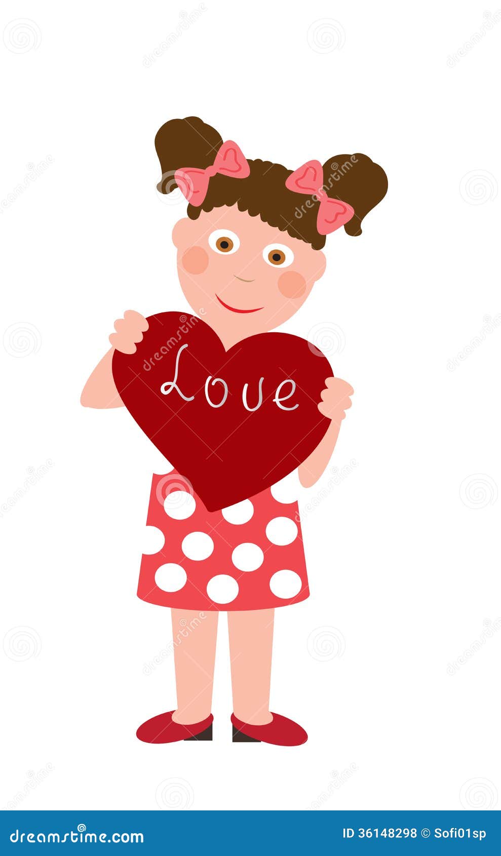 Little Girl with Heart Illustration Stock Vector - Illustration of ...