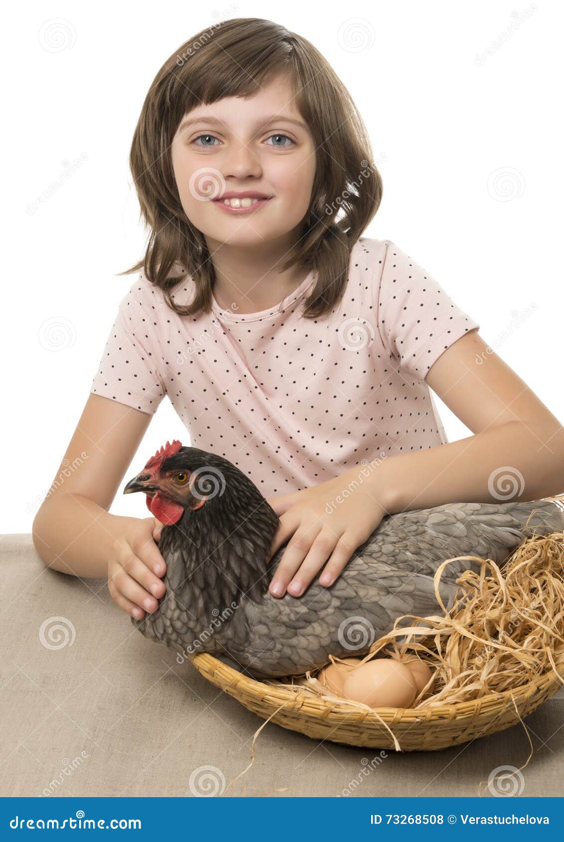 Little Girl with a Hen (chicken) Stock Photo - Image of friendly, care ...