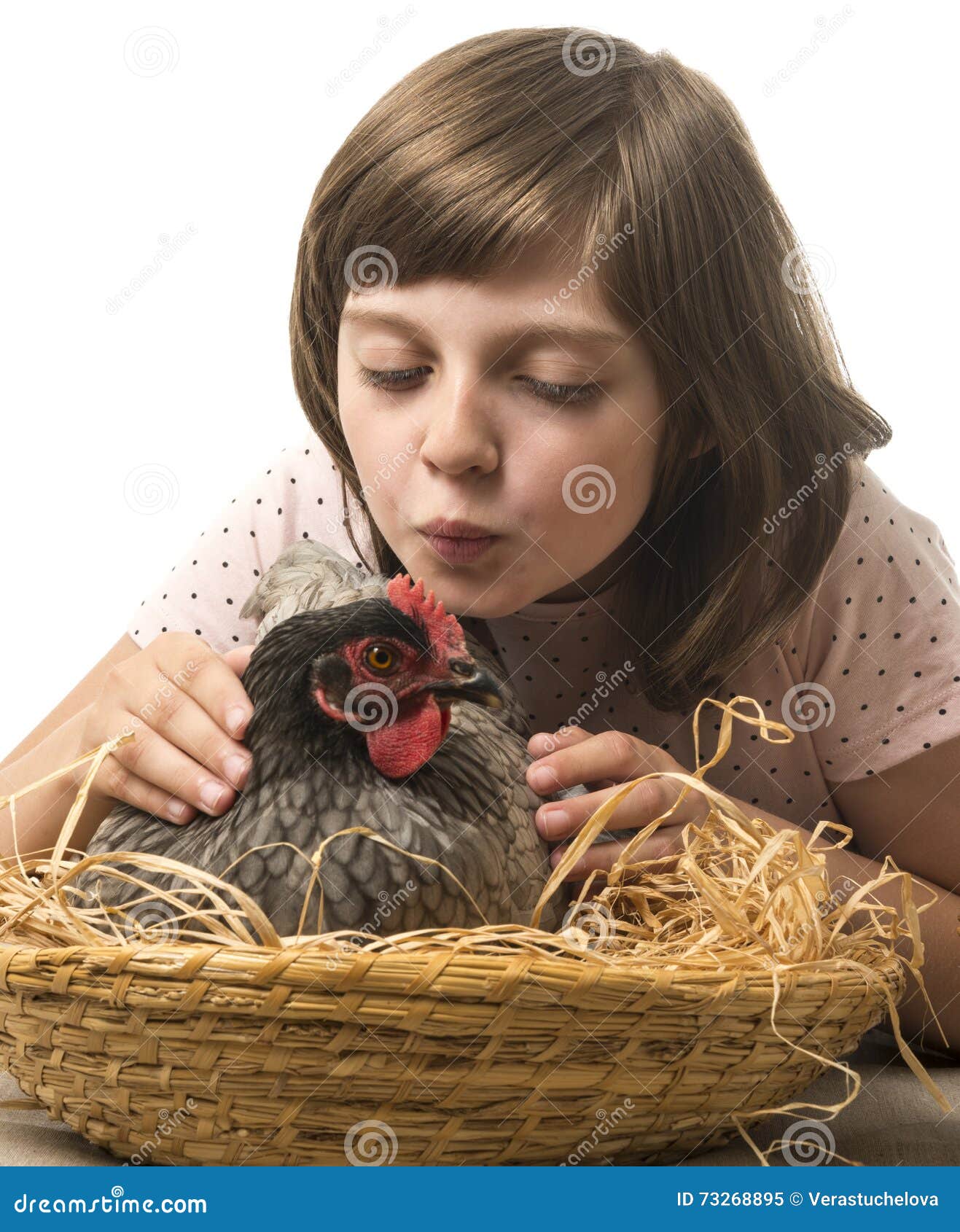 Little Girl with a Hen (chicken) Stock Image - Image of animal ...