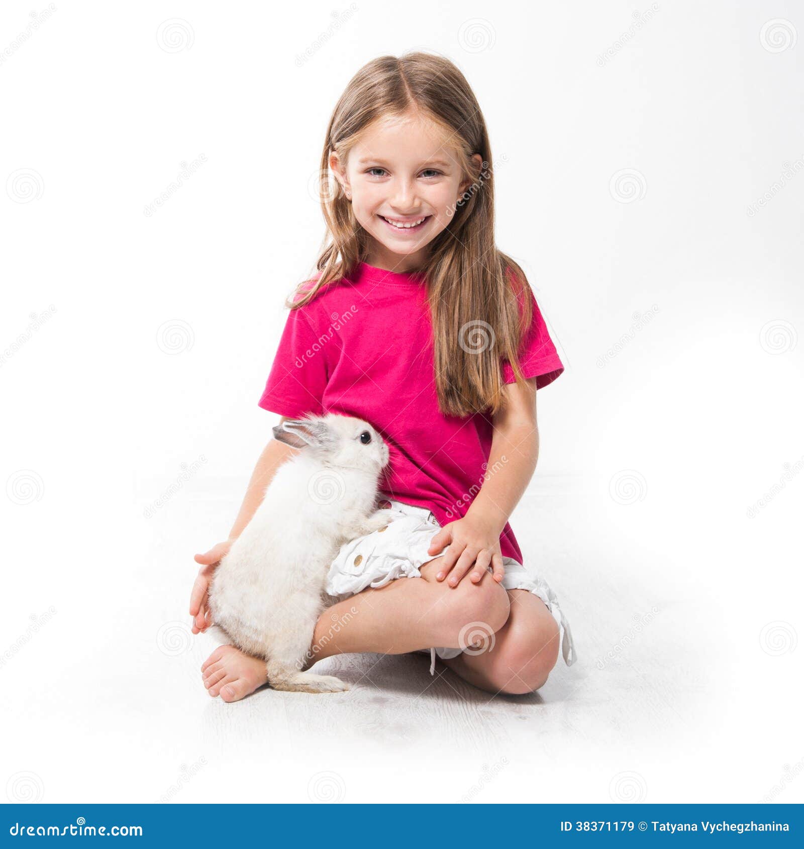 Little Girl with Her Rabbit Stock Image - Image of hair, human: 38371179