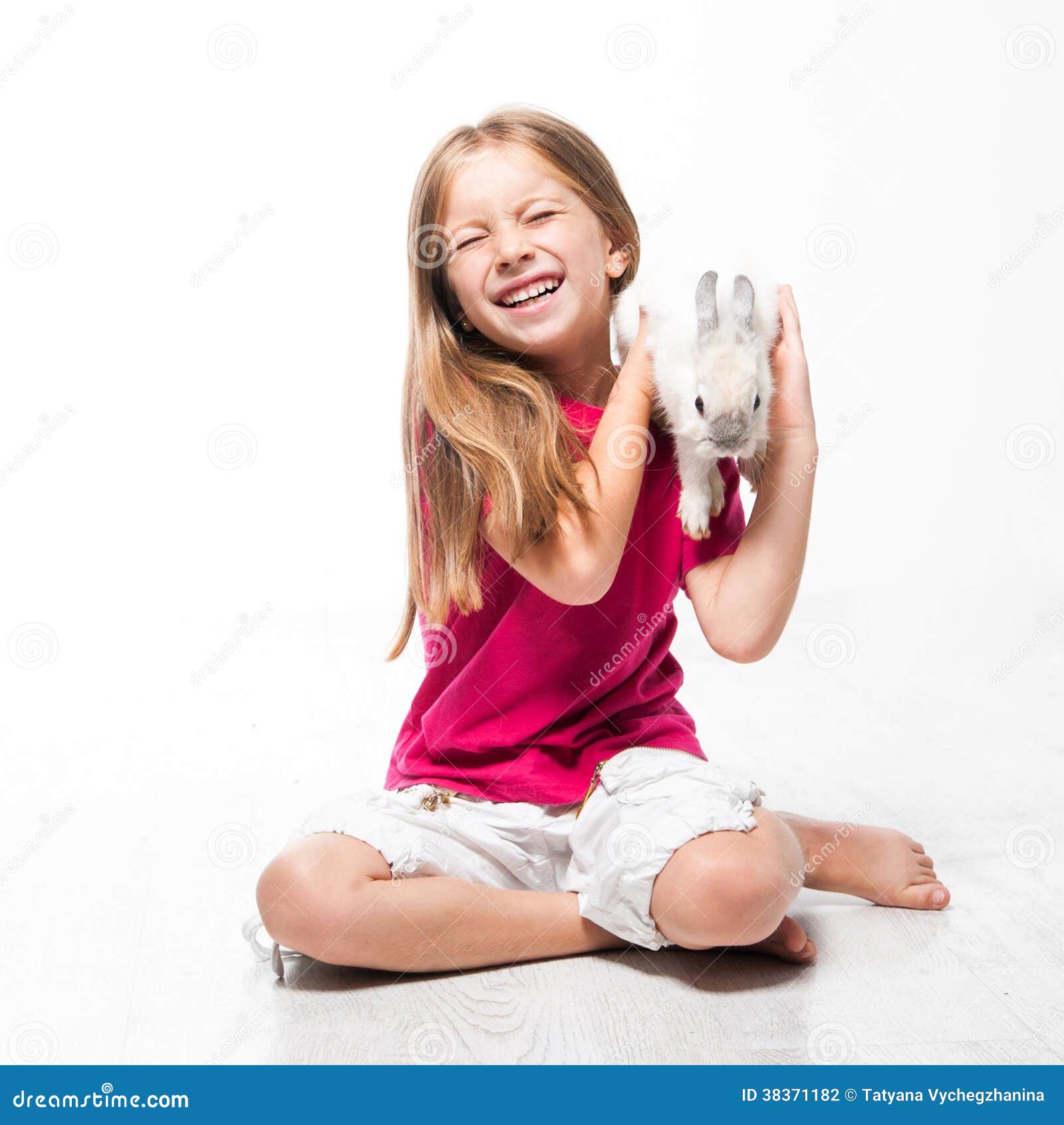 Little Girl with Her Rabbit Stock Photo - Image of friendship, love ...