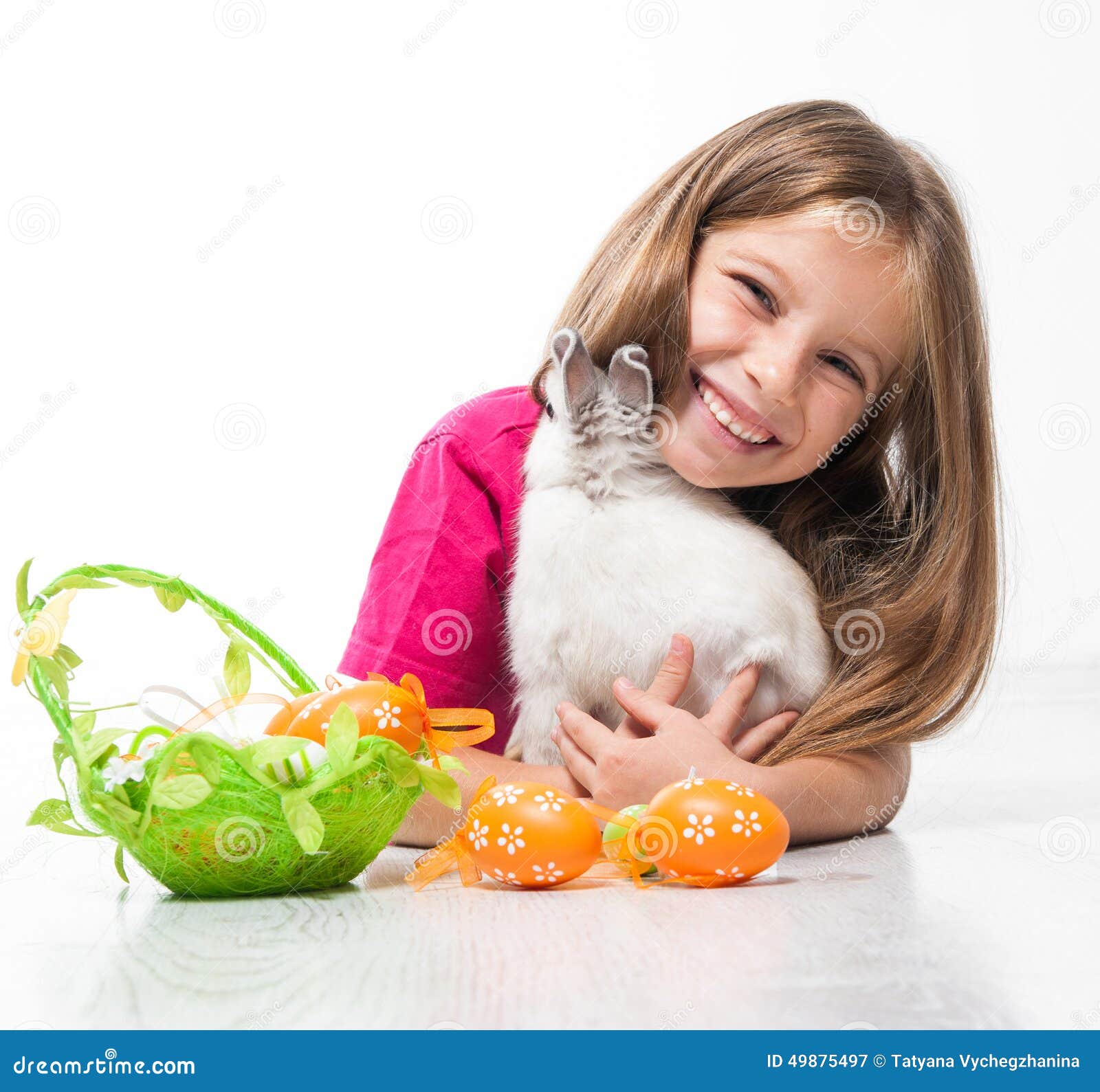 Little Girl with Her Rabbit Stock Image - Image of hair, happiness ...