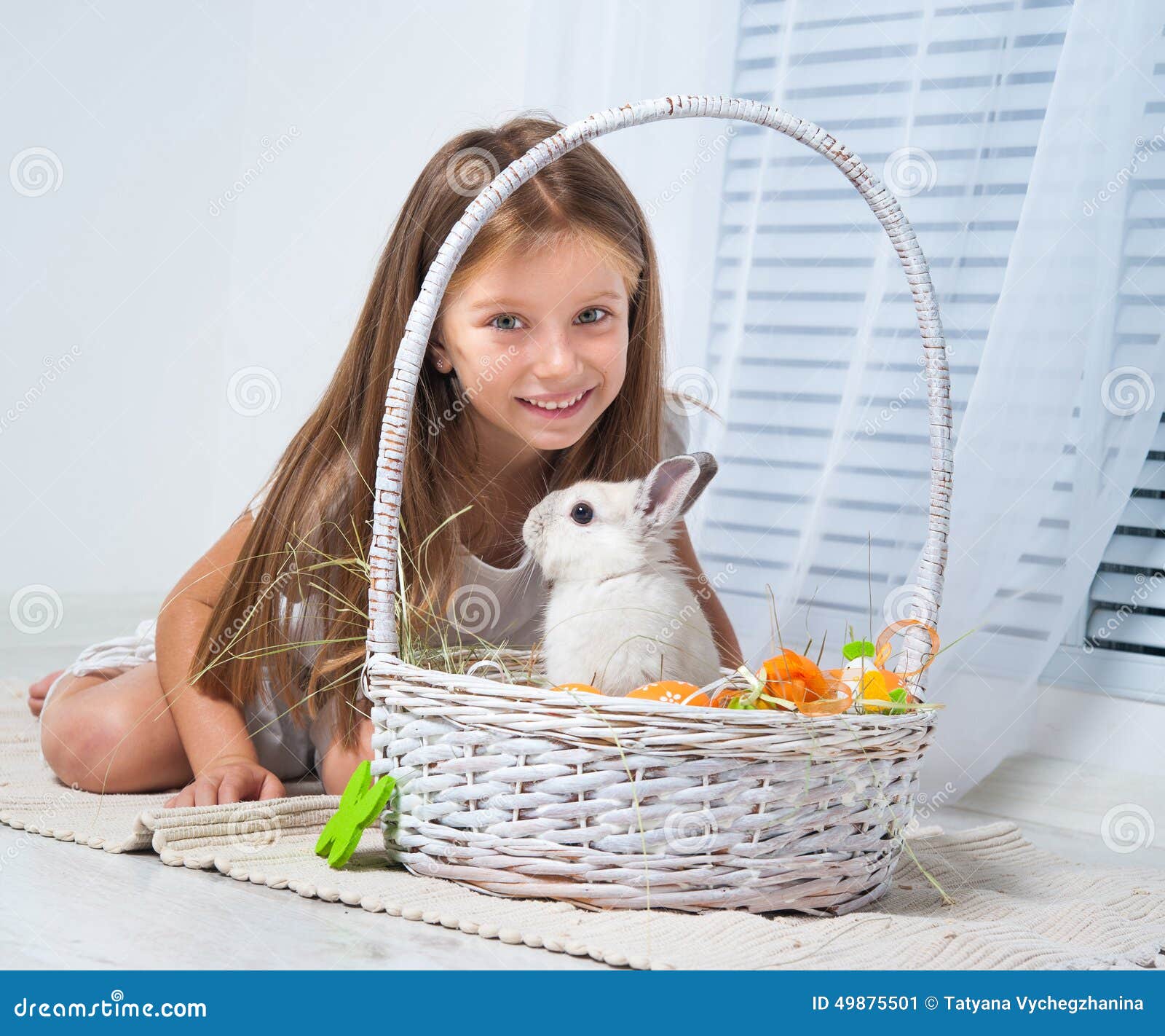Little Girl with Her Rabbit Stock Image - Image of happiness, enjoyment ...