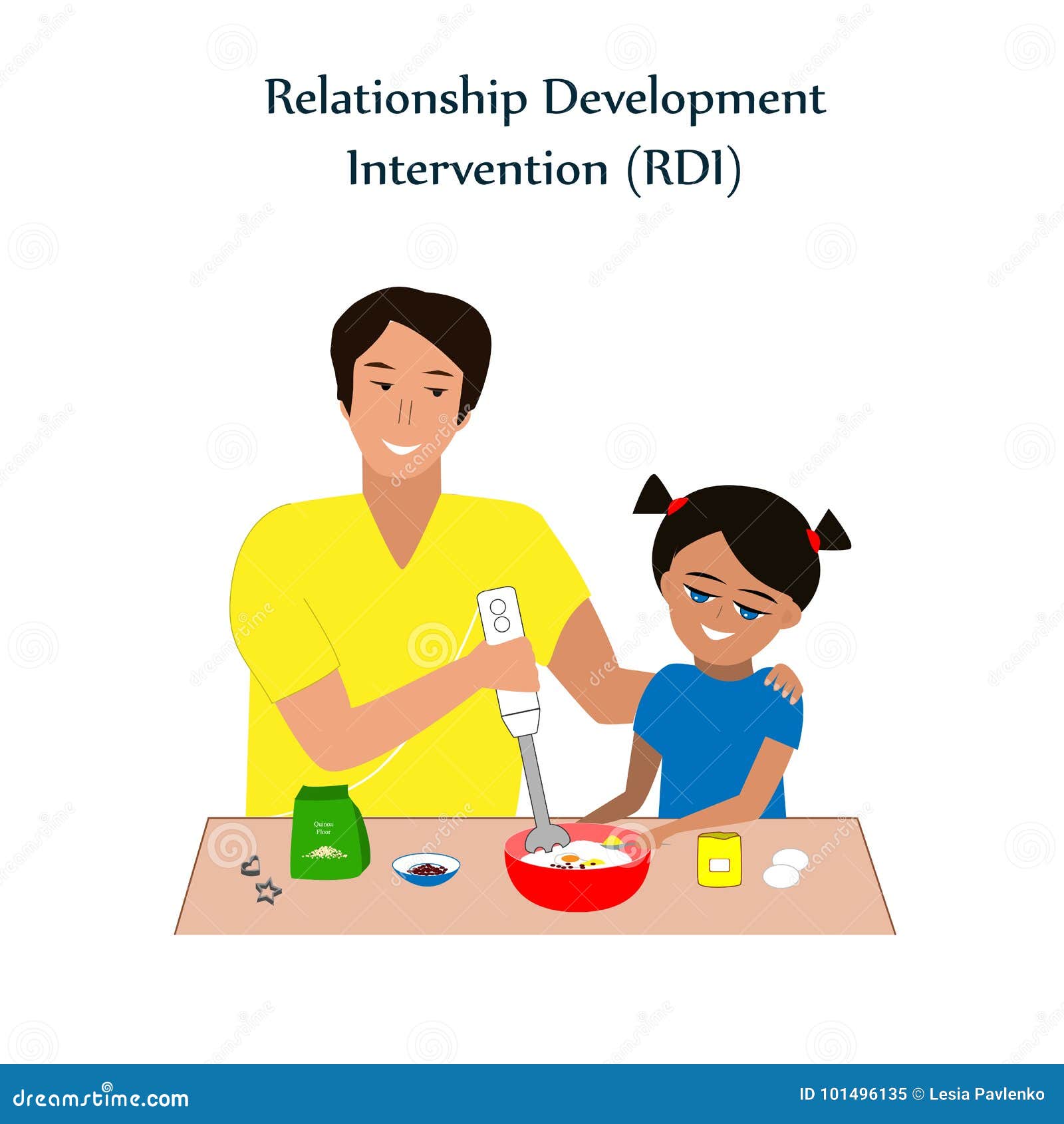 Little Girl and a His Father Baking Cookies. Relationship Development ...