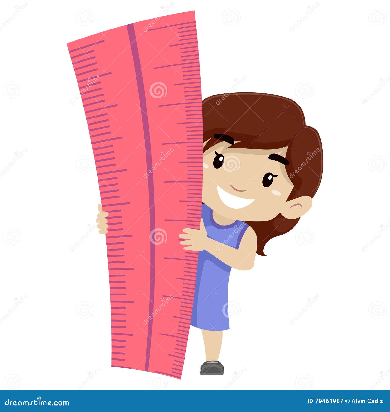Little Girl Holding a Big Ruler Stock Vector - Illustration of lovely ...