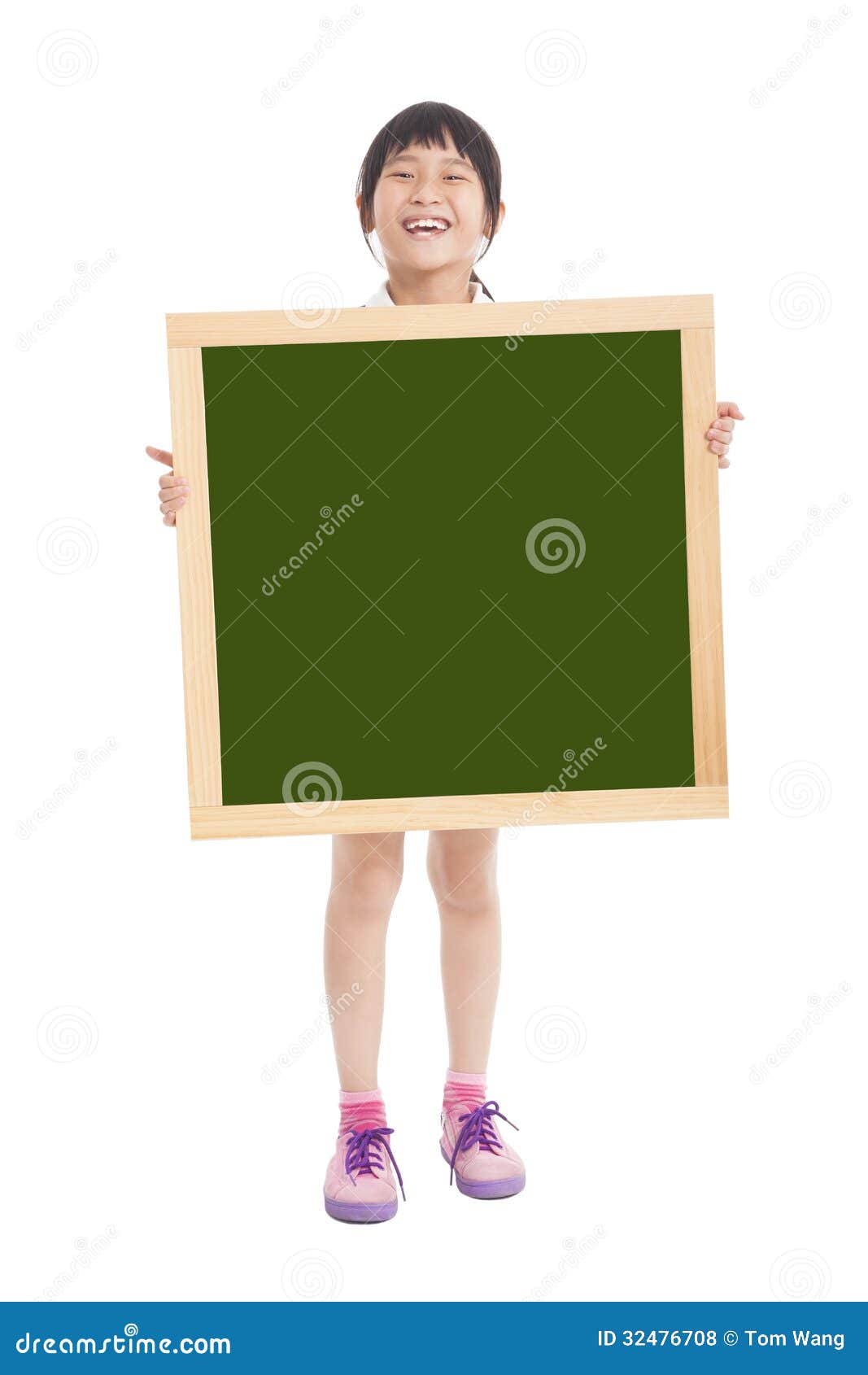 Little Girl Holding Blank Chalkboard Stock Photo - Image of happy ...