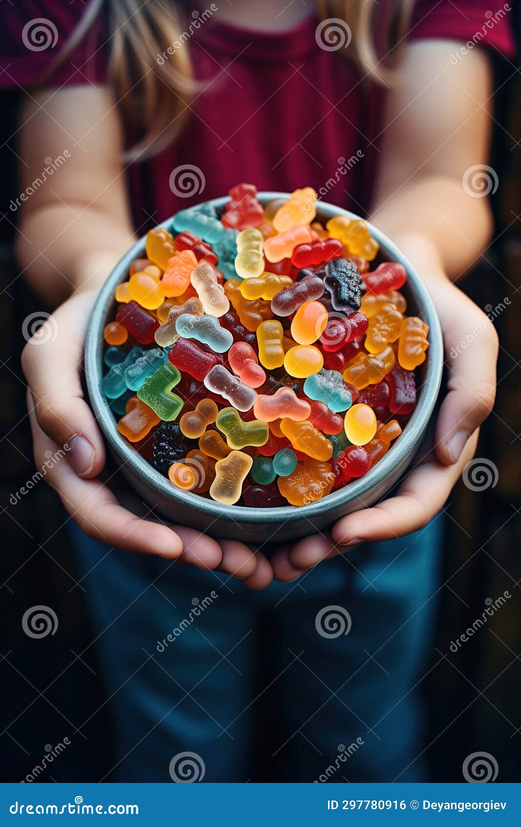 A Little Girl Holding Pile of Candy in Hands Stock Illustration ...