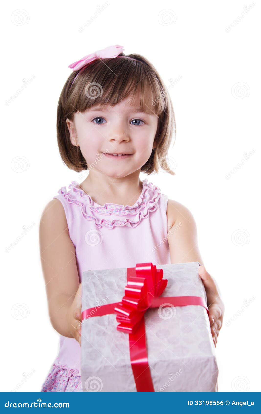 Little Girl Holding Present Box Stock Photo - Image of birthday ...
