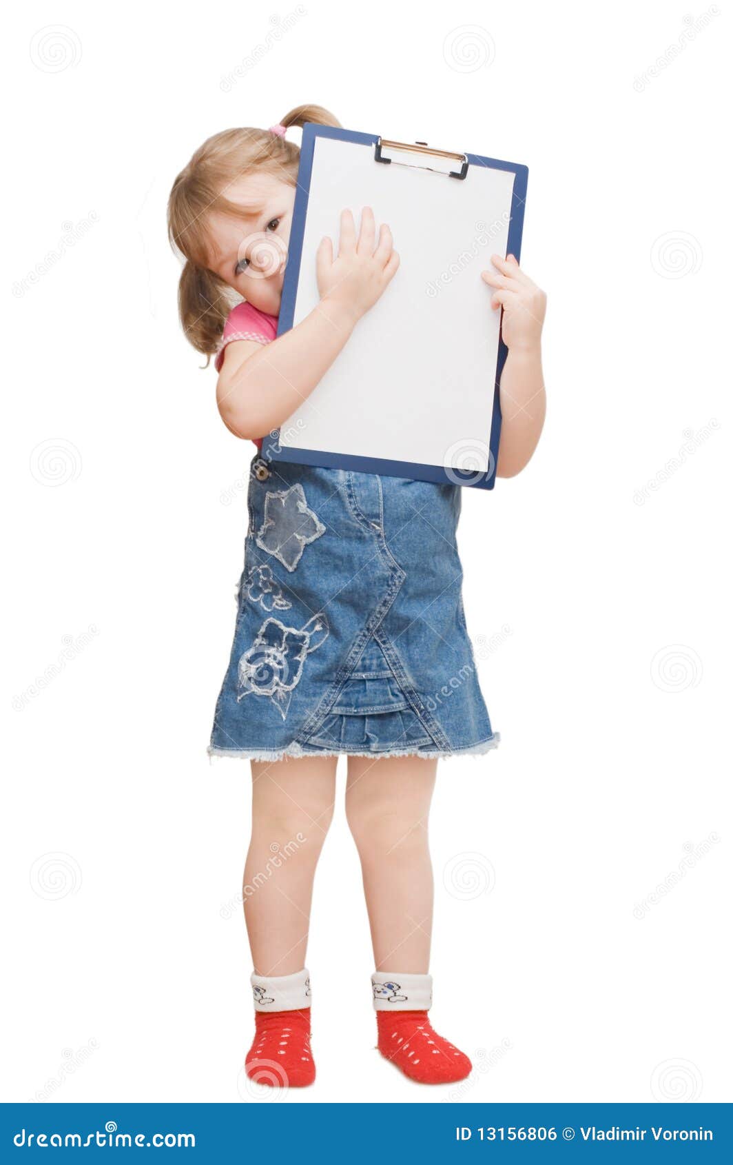 The Little Girl Holds Clipboard Stock Photo - Image of conceptual ...