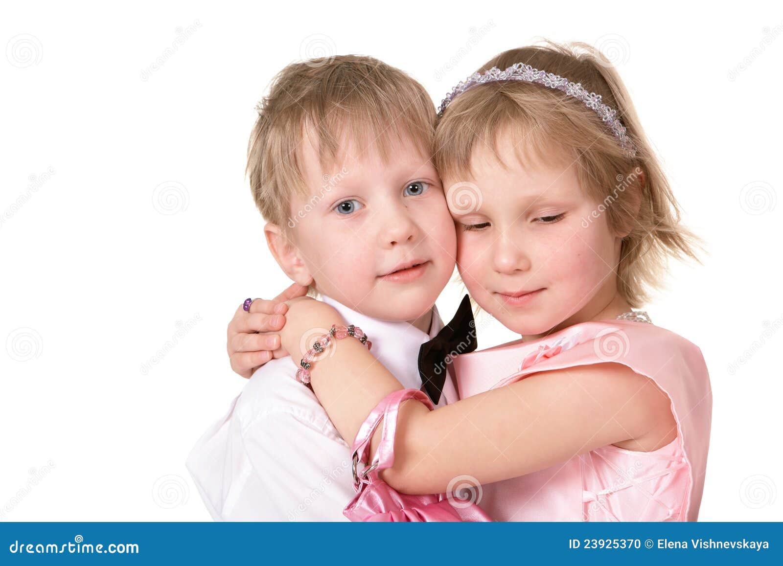 The Little Girl Hugging a Friend Stock Photo - Image of nice, studio ...