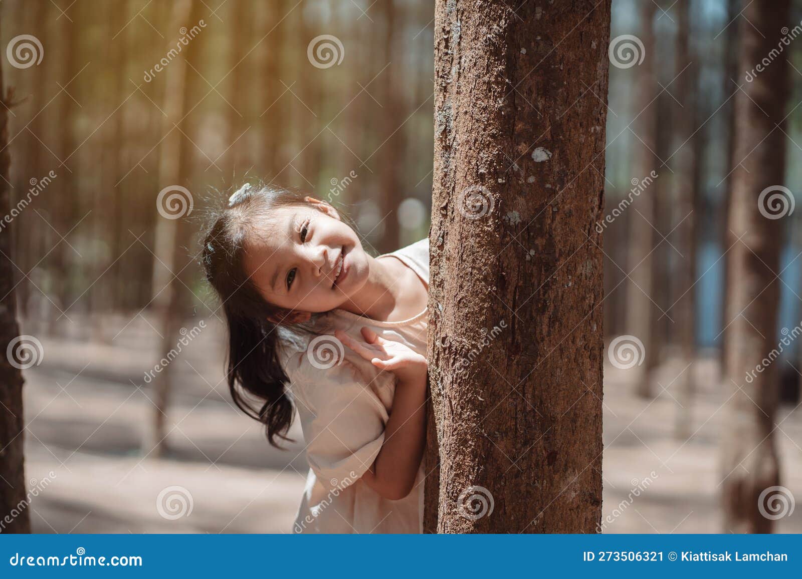 Little Girl Hugging Tree, Saving Eco Concept, Friendly Environment in a ...