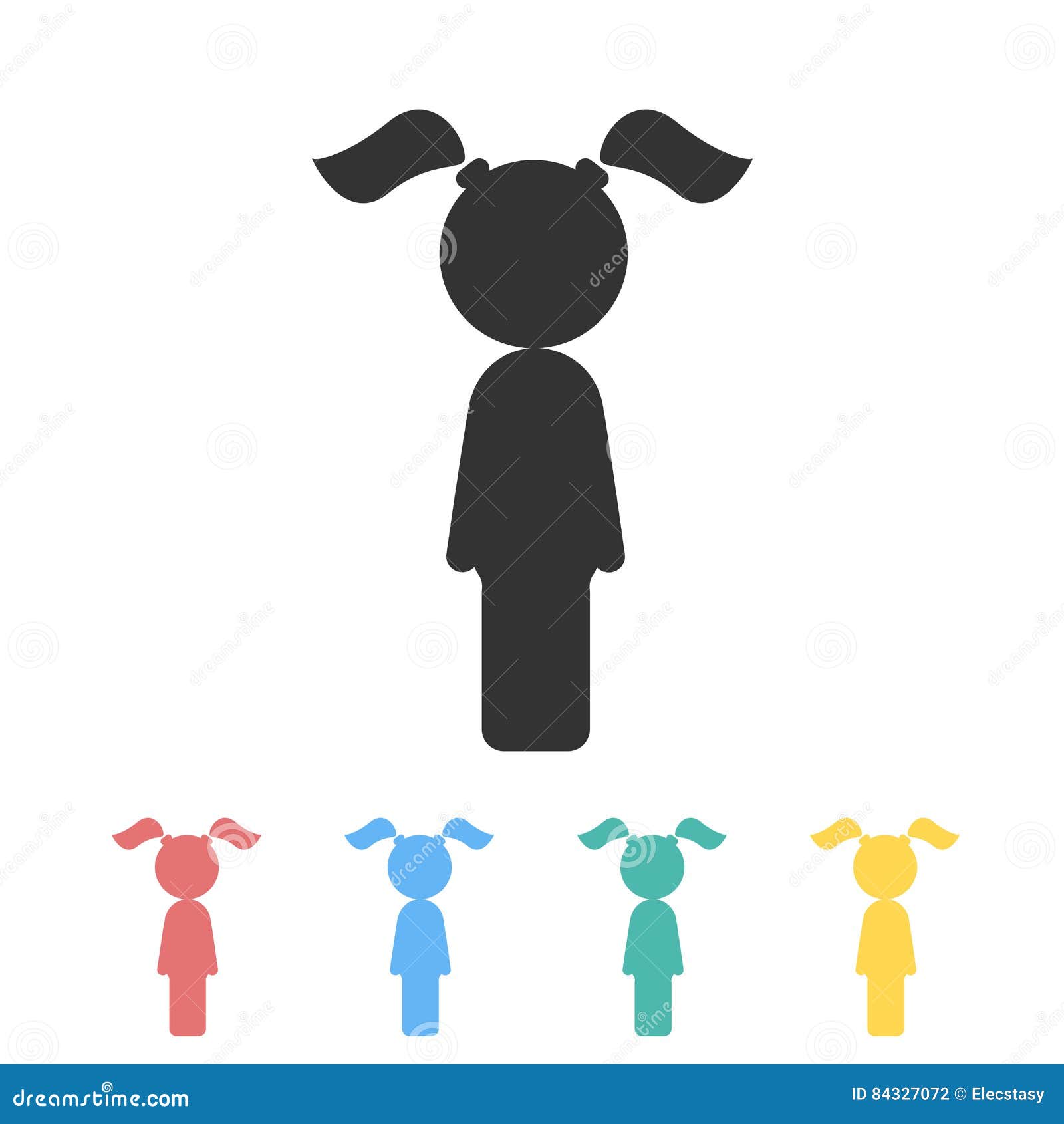 Little Girl Icon in Different Colors. Vector Image Stock Vector ...