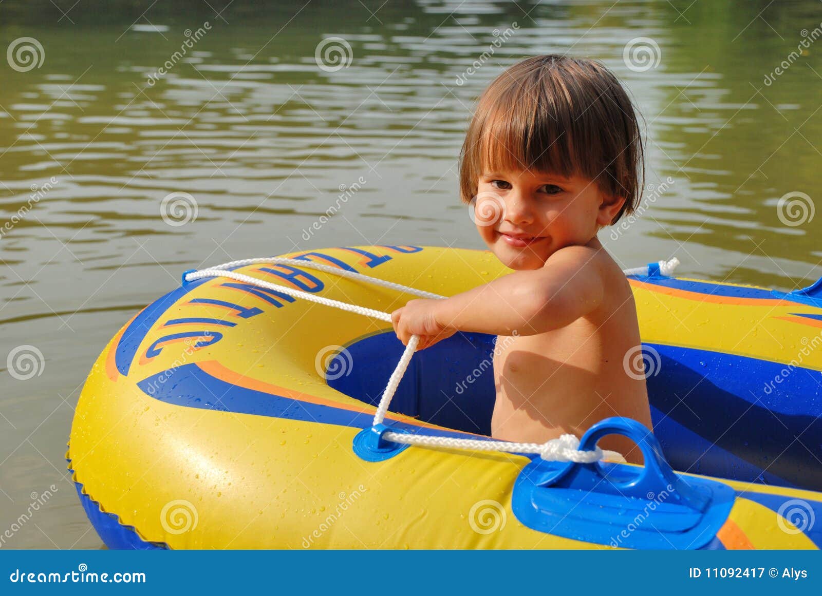 Little Girl in an Inflatable Boat Stock Image - Image of daughter, hope ...