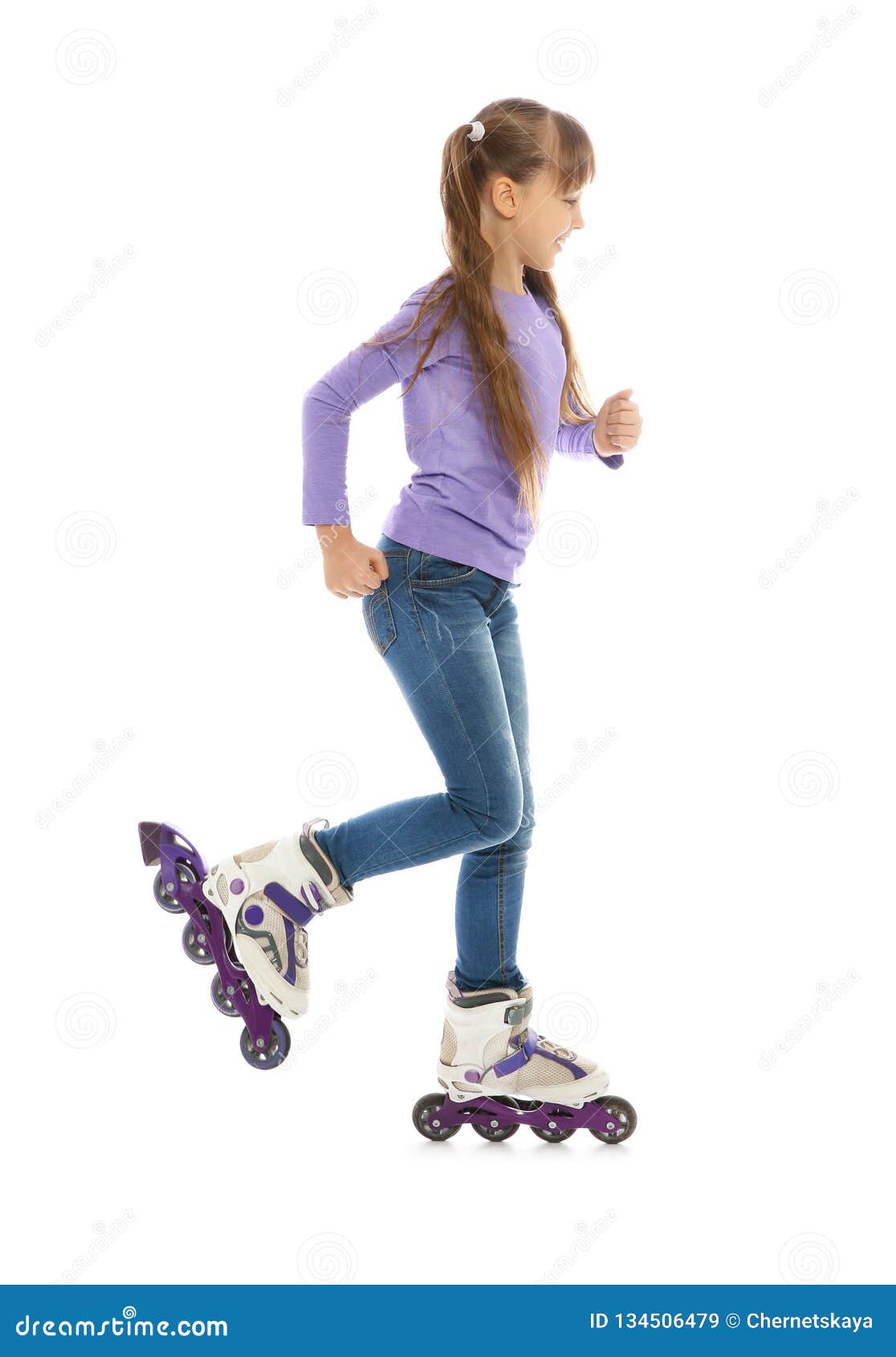Little Girl with Inline Roller Skates Stock Image - Image of primary ...