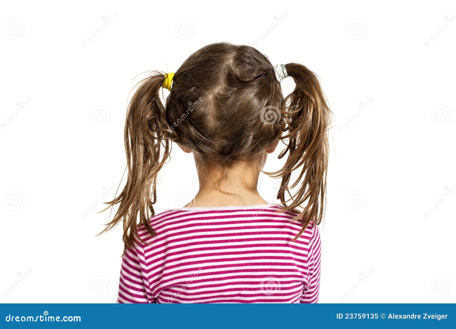 Little Girl, Isolated on White Background, Back V Stock Image - Image ...
