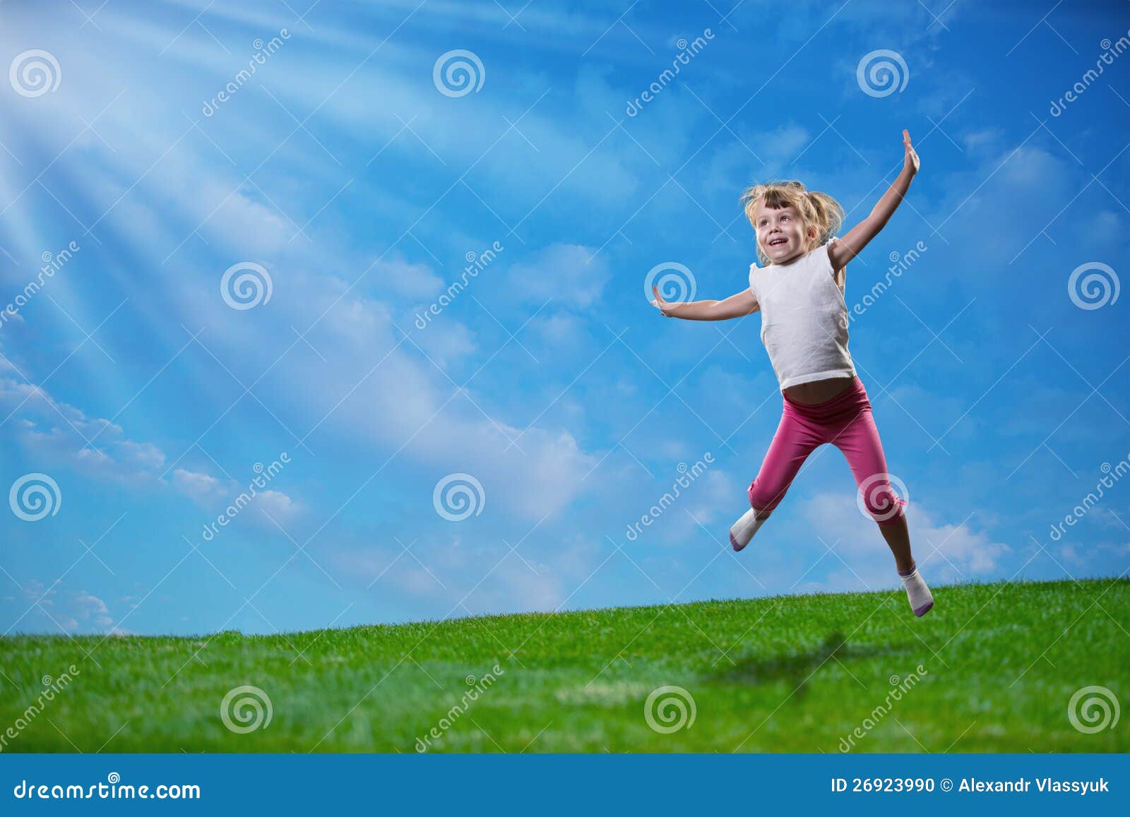 Little girl jumping stock photo. Image of grass, exercise - 26923990