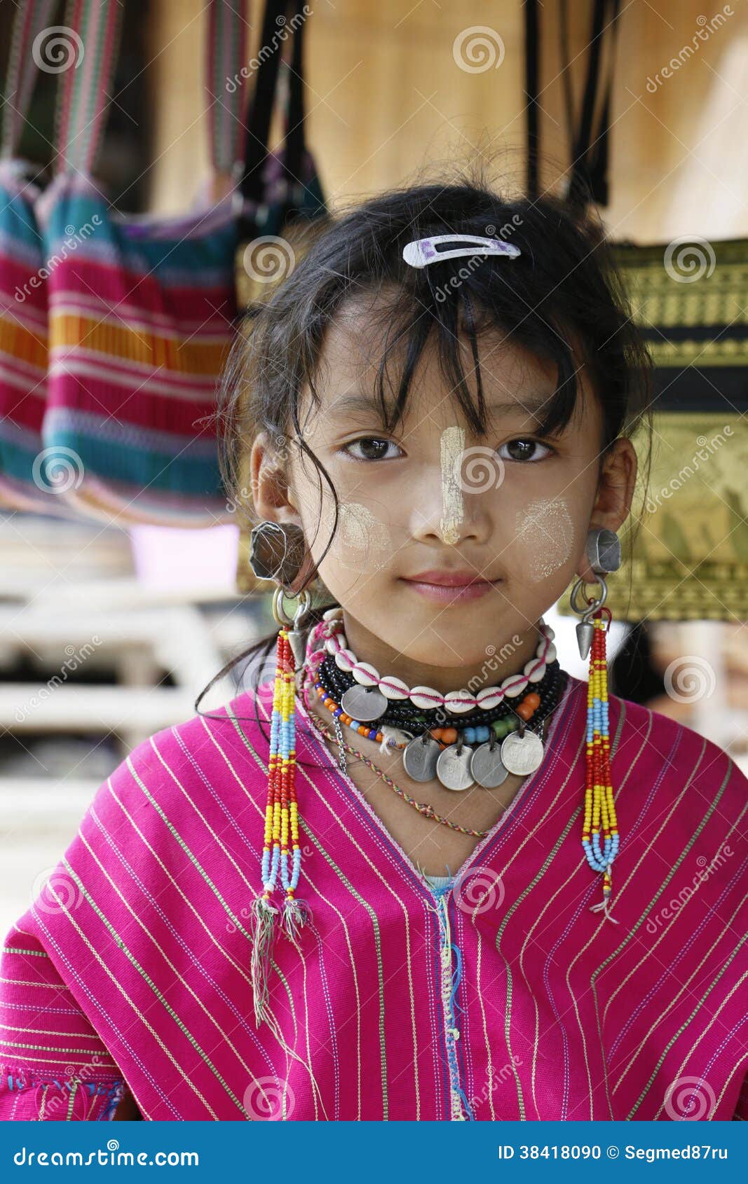 Little girl of karen tribe editorial image. Image of sitting - 38418090