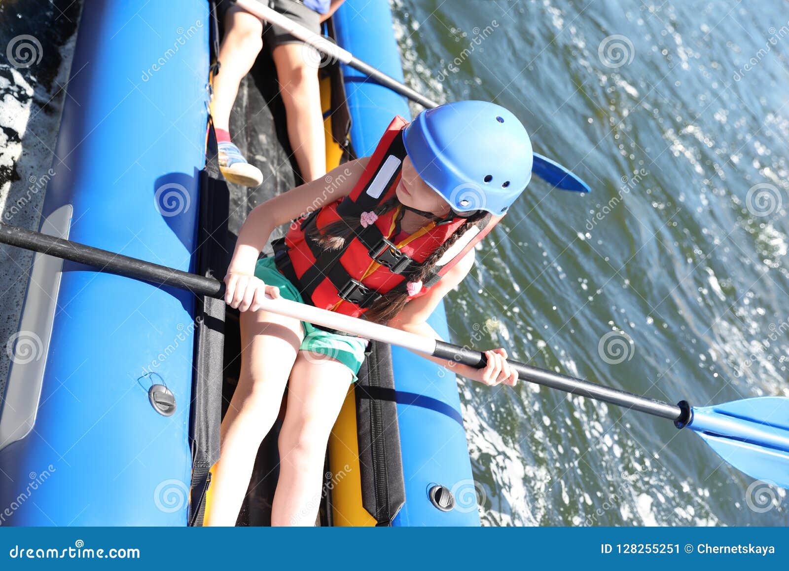 Little Girl Kayaking on River Stock Image - Image of preteen, lake ...