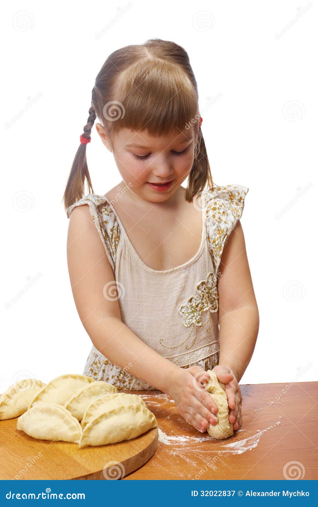 Little girl kneading dough stock image. Image of food - 32022837