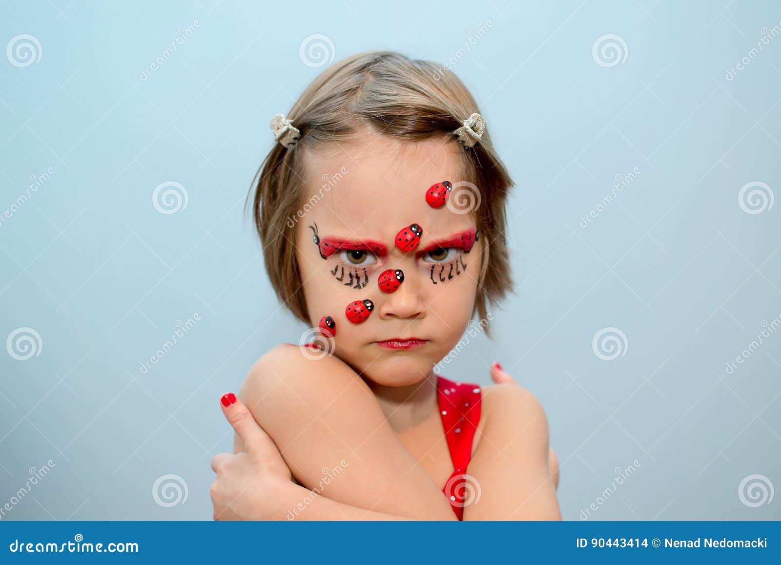 Little Girl with Ladybug Face Paint Stock Photo - Image of decoration ...