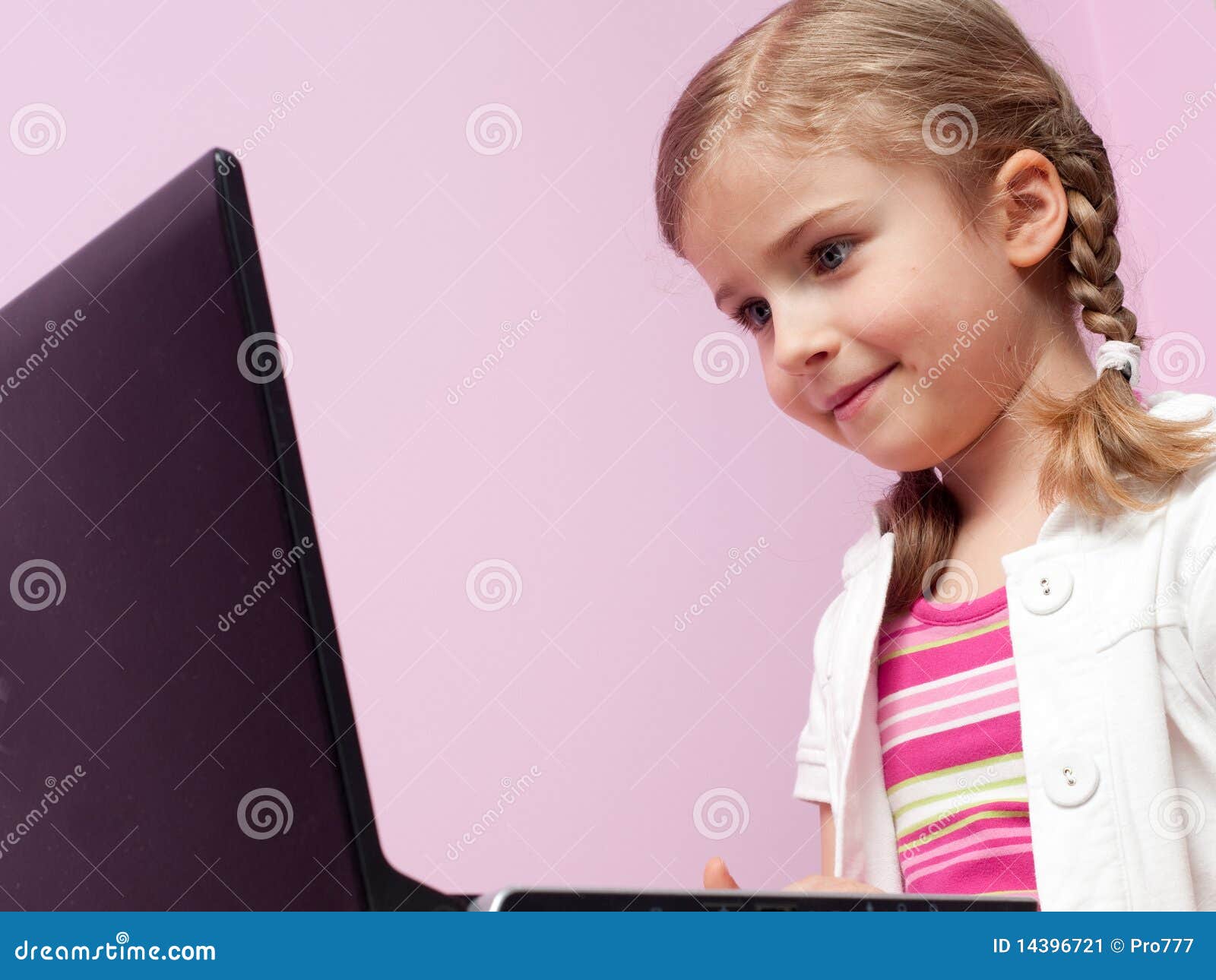 Little girl with laptop stock image. Image of laptop - 14396721