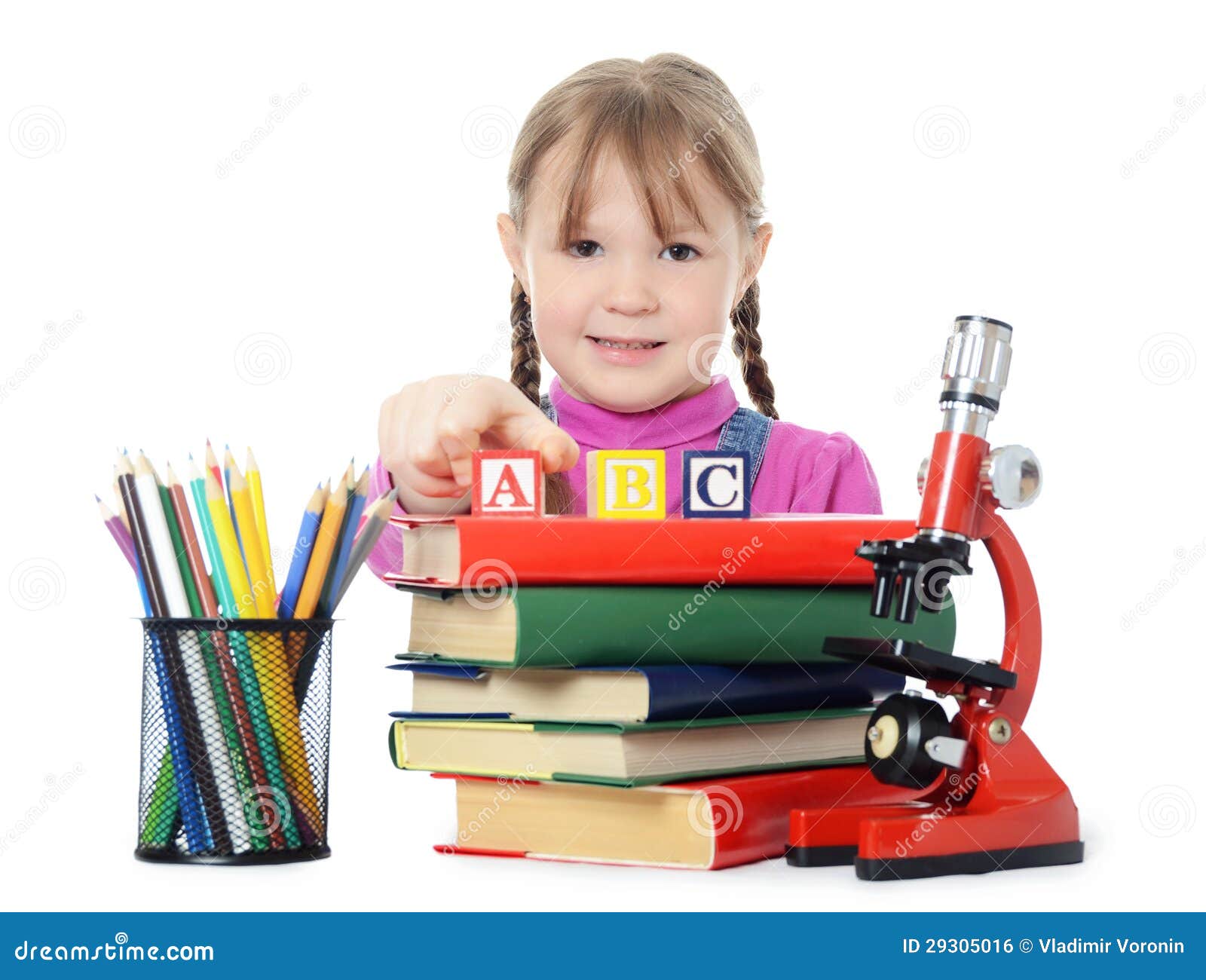 The little girl learn stock photo. Image of pencils, book - 29305016